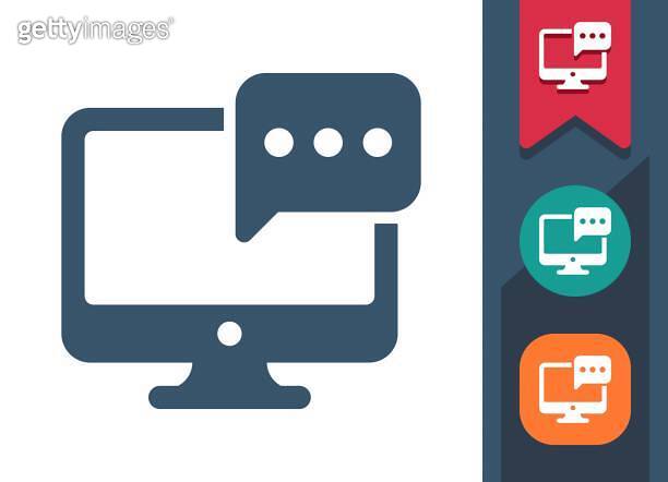 Computer Screen Icon. Monitor, PC, Chat Bubble, Speech Bubble 이미지 ...