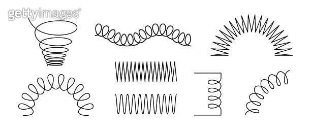 Black wire coil spring collection. Spiral spring set. Thin wire frames ...