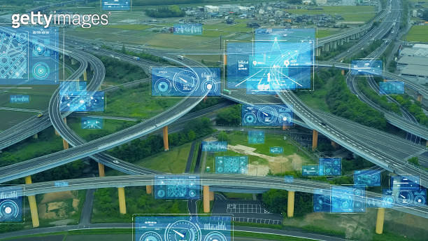 Transportation and technology concept. ITS (Intelligent Transport ...