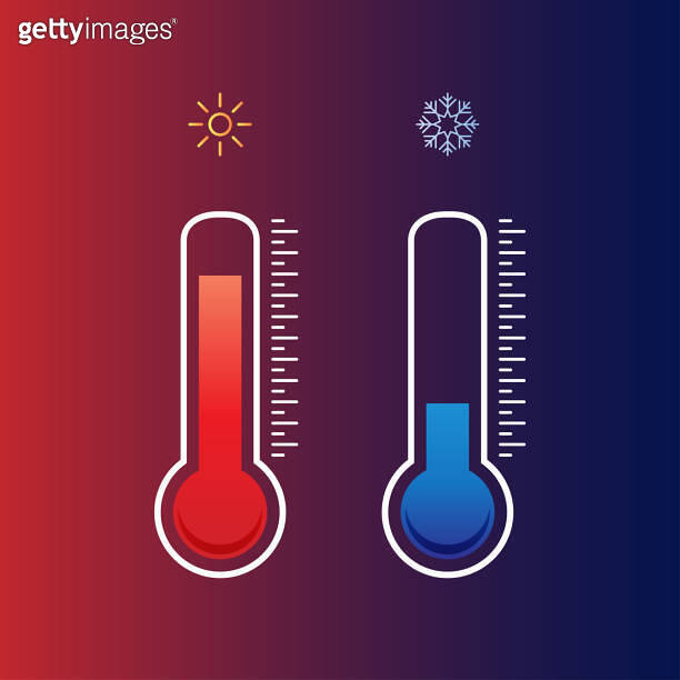 Thermometer equipment showing hot or cold weather. Celsius and ...