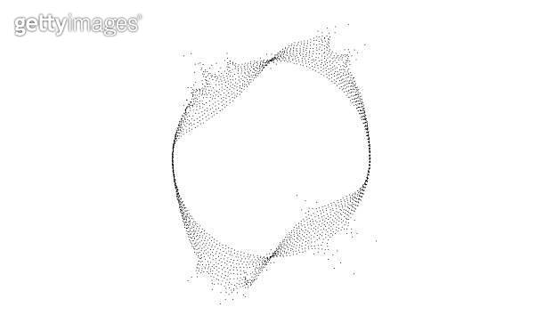 Black dotted wavy lines with dissolve effect. Stipple disintegrating ...