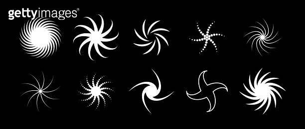Various twist and swirl element set. White dotted twirl and rotating ...