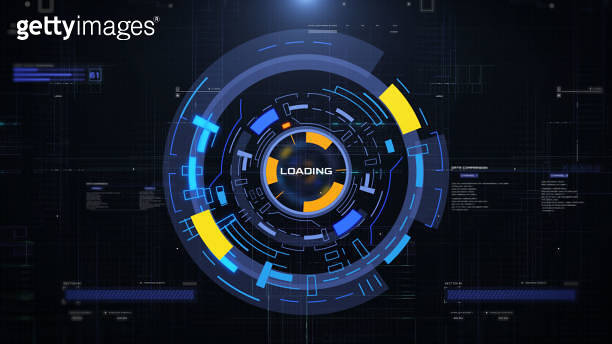 Futuristic HUD UI interface rotating target monitoring system element ...