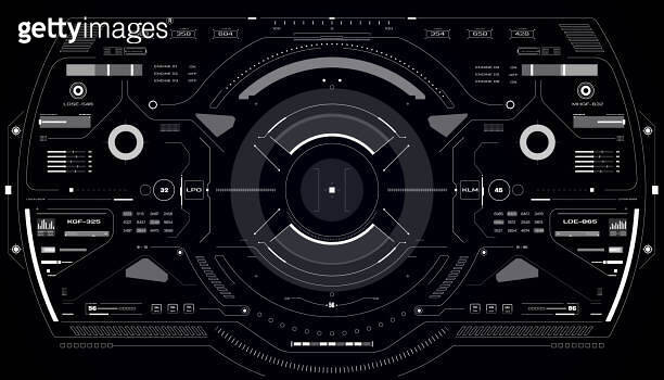 Technology futuristic system of HUD monitoring screen interface element ...