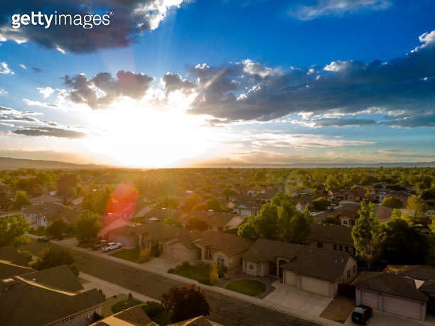 Aerial Drone View Western Colorado Residential Subdivision in Grand ...