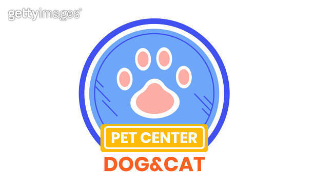 A vibrant pet center logo with a blue paw print, ideal for a dog and ...