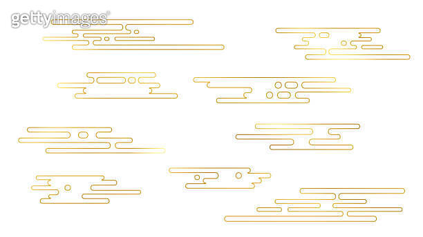 Illustration of long, horizontal traditional Japanese cloud patterns ...