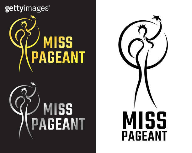 Miss pageant sign - Black gold and silver tone drawing line lady ...