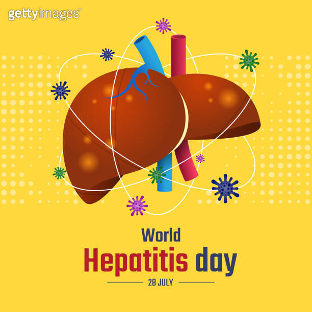 World Hepatitis Day - Circle rings line with virus roll cross around ...