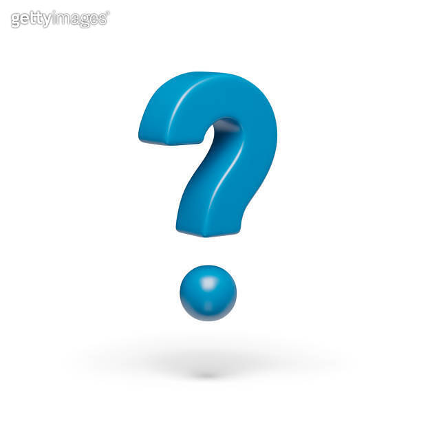 Realistic 3d rotating blue question mark on white 이미지 (2163105833) - 게티 ...