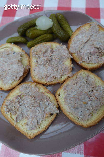 Canape - caterer- catered Goose rillettes with foie gras Appetizer ...