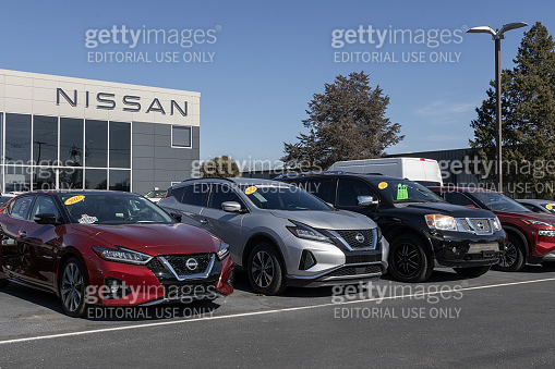 Nissan Used Car display at a dealership. With supply issues, Nissan ...
