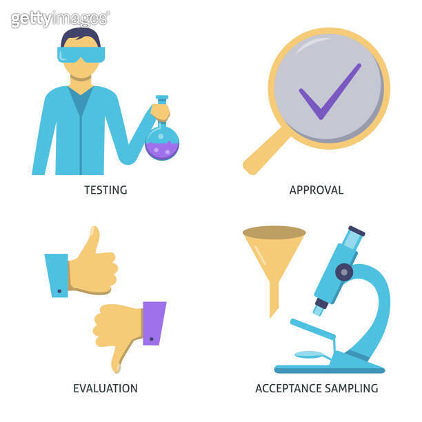 Production control and lab testing flat icon set 이미지 (2037578017) - 게티이미지뱅크