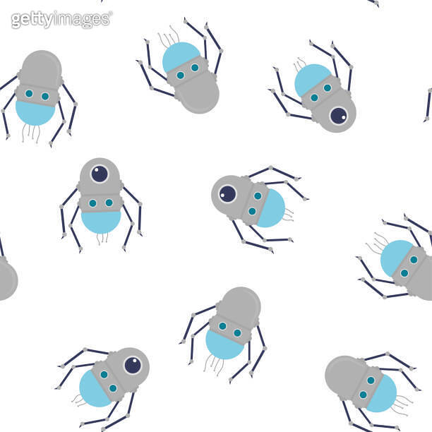 Seamless pattern with smart medical nano robots. Nano tech laboratory ...