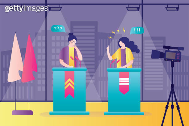 Political talk show on TV, debates between women politicians before ...