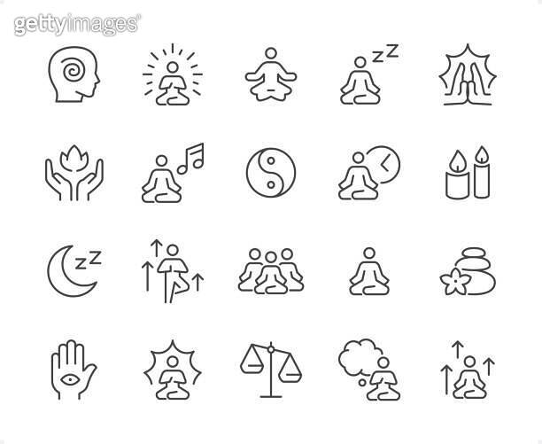 Yoga & Meditation icon set. Editable stroke weight. Pixel perfect icons ...