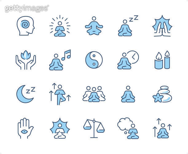 Yoga & Meditation icon set. Editable stroke weight. Pixel perfect ...