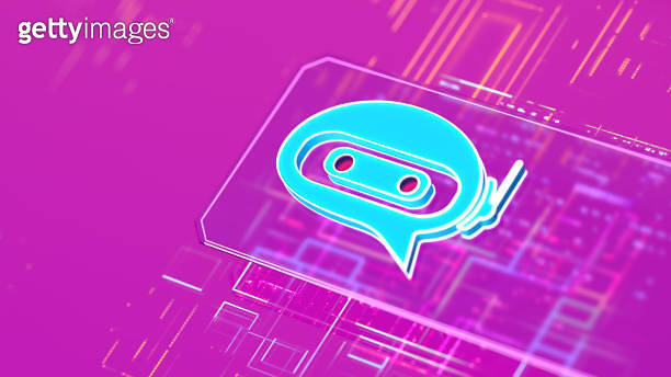 Speech bot bubble on digital display. AI - chatbot. Artificial ...