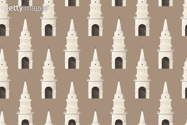 White stone tower with arch and clock. Mediterranean architectural ...