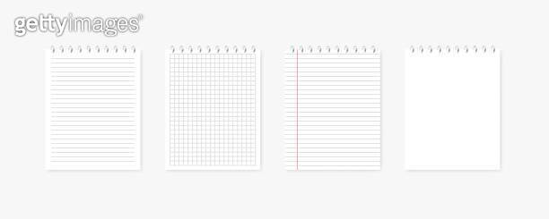 Mockup of a blank notepad sheet. Notepad sheet icon set. Flat style ...