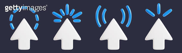 White cursor arrow with different mouse click effect. 이미지 (2115646497) - 게티이미지뱅크