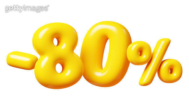 Balloon number minus eighty percent sign for sale concept. 3d render ...