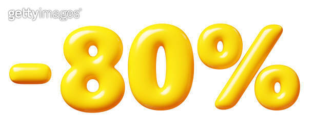 Balloon number minus eighty percent sign for sale concept. 3d render ...