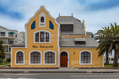 Facade of the Old German District Court building in Swakopmund, Namibia ...