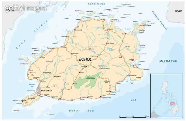 Vector map of the Philippine island of Bohol, Visayan Islands 이미지 ...