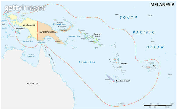 Administrative vector map of the Pacific island group Melanesia ...