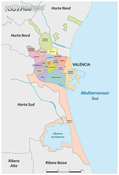 Administrative vector map of the Spanish city of Valencia (2111281101 ...