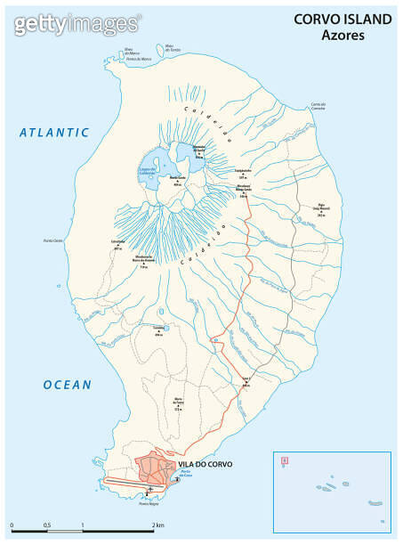 Road map of the Portuguese Azores island of Corvo (1974464064) 일러스트, 무료 ...