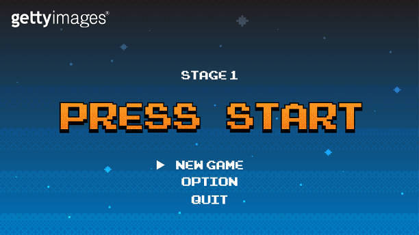 PRESS START .pixel art .8 bit game.retro game. for game assets in ...