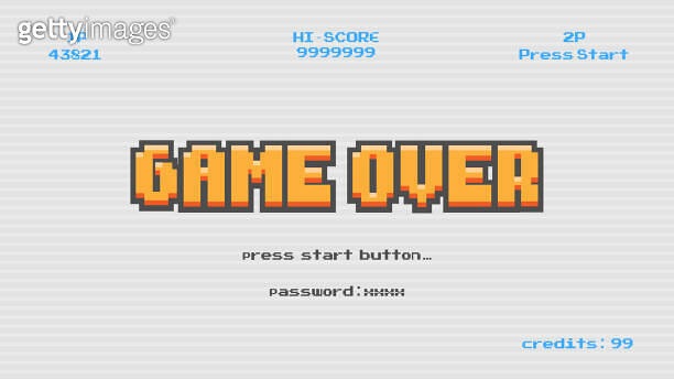Game over press start button.pixel art .8 bit game.retro game. for game ...