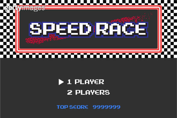pixel art phrase Speed race. Retro game interface (2150401674) - 게티이미지뱅크