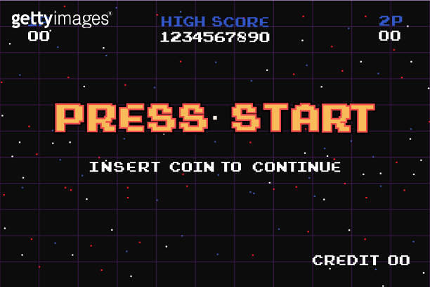 PRESS START INSERT A COIN TO CONTINUE .pixel art .8 bit game.retro game ...