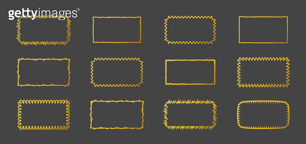 Set of torn and wavy frames. Wave curve edge shape. Zig zag edge ...