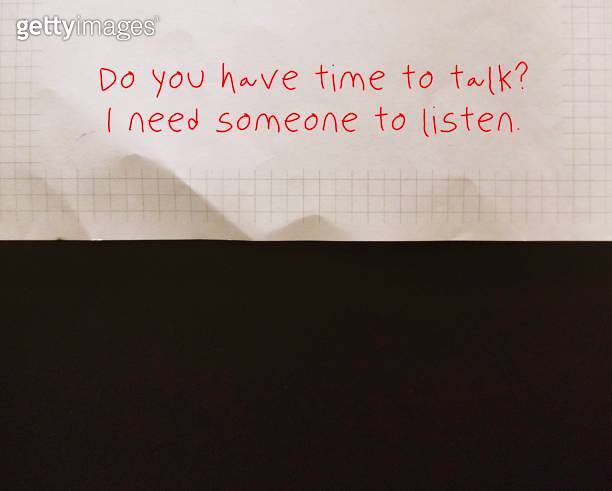 Paper with handwritten message - Do you have time to talk I need ...