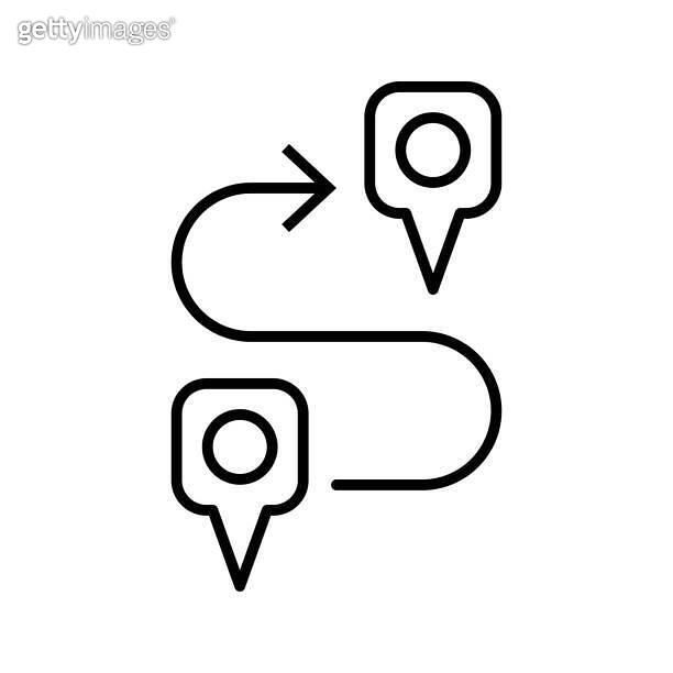 Map, route, gps distance, roadmap icon. Geolocation map path distance ...