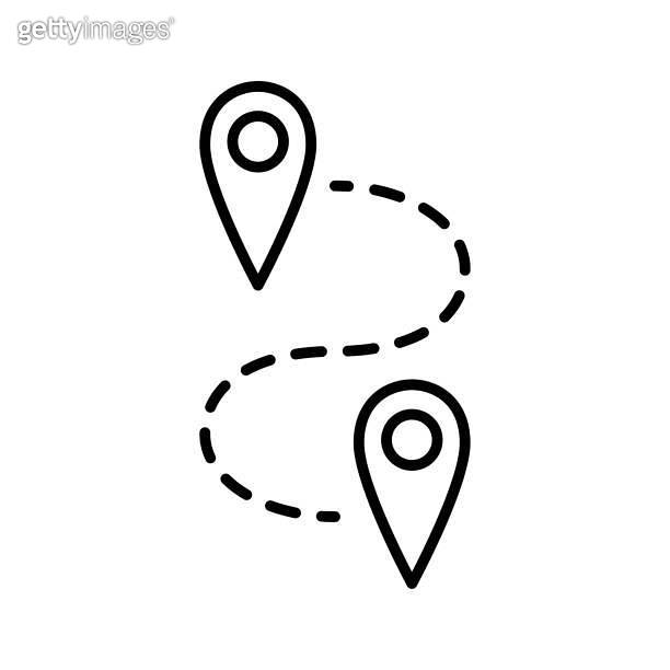 Map distance measuring icon. Map marker pointer. GPS location symbol ...