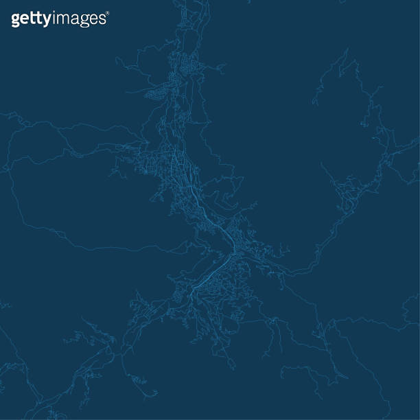 Thimphu city, capital of Bhutan municipality province vector map. Blue ...