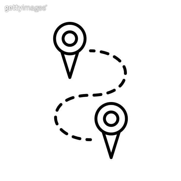 Map distance measuring icon. Map marker pointer. GPS location symbol ...