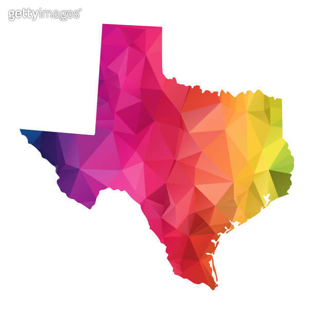 Abstract Polygon Map - Vector illustration Low Poly Color Rainbow Texas ...