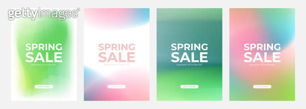 Spring Sale Set. Springtime season commercial backgrounds with light ...