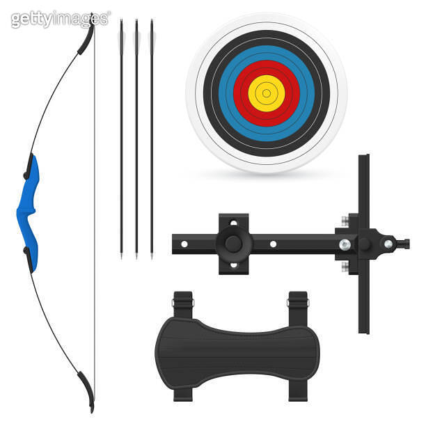 Archery equipment aiming sport tools bow arrow chest guard and target ...