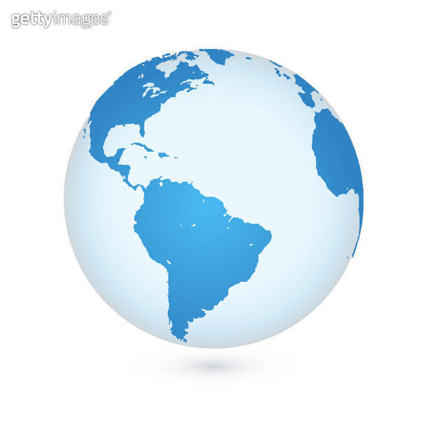 Transparent Earth globe planet world map sphere shape with continent ...