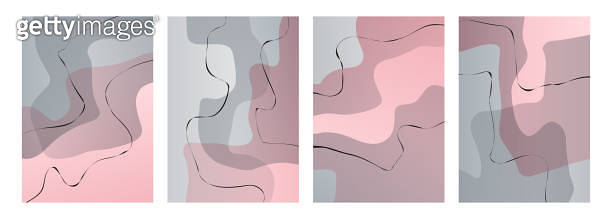 Set of abstract backgrounds with various curved color shapes and black ...