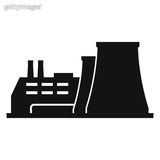 Factory industrial building chemical manufacture refinery icon vector ...
