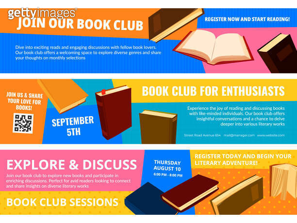 Book club literature education bookstore advertising banner design ...