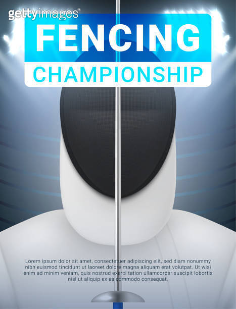 Fencing championship sport tournament advertising poster design ...